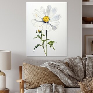 Designart "White Daisies Sublime Simplicity II" Floral Large Metal ...