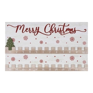 "Merry Christmas" Countdown Calendar - 20" - White and Red - Brown ...