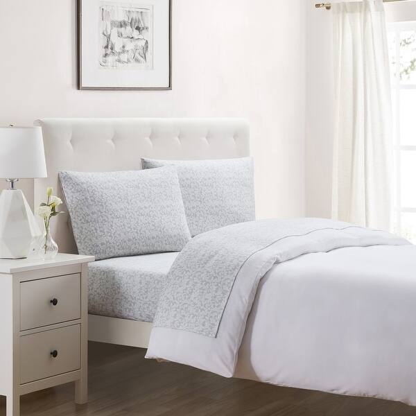 Tahari Home Scroll Triple Brushed Cotton Flannel Bed Sheet Set - Bed ...