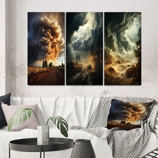Designart "Storm Natures Fury" Landscape & Nature Wall Art Set Of 3 ...