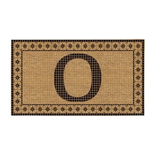 28 in. x 16 in. Monogram Flocked Coir Vintage Tile Mat, Letter O - Bed ...