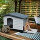 Moasis Slant-roof Dog House with Vent and Windows, Side Door - Bed Bath ...