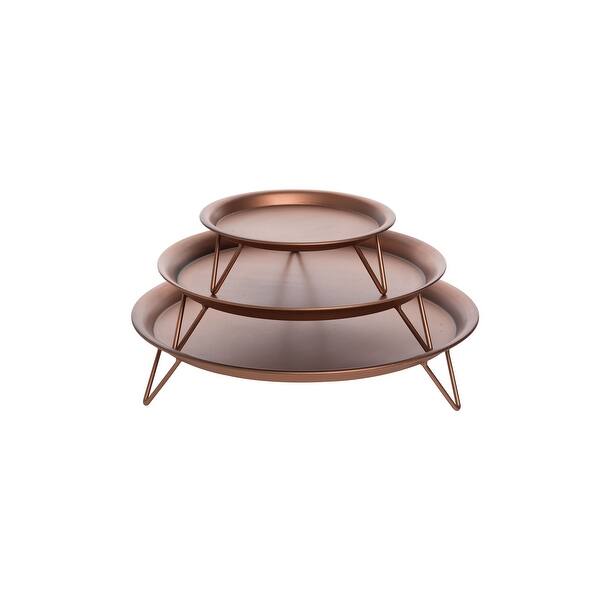 Foreside Home & Garden Set of 3 Copper Metal Decorative Riser Stands ...