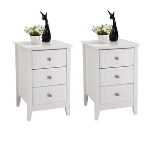 Upgraded White Nightstand with 3 Drawers, Modern Night Stands for ...