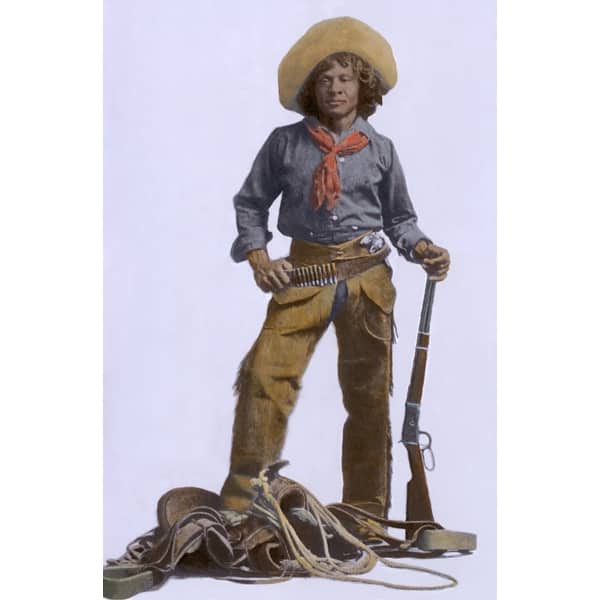 Nat Love In Cowboy Attire Holding A Holding Carbine Rifle History - Bed ...
