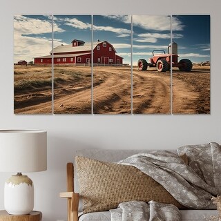 Designart "Farm Farmstead Delight Muted III" Farmhouse Multipanel ...