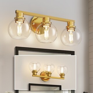 YANSUN 3-Light Mirror Vanity Light, Copper Base, E26 Sockets, Large ...