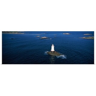 Aerial view of a light house, Sakonnet Point Lighthouse, Little Compton ...