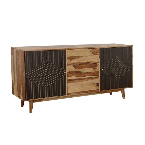 Partridge Natural Sheesham and Black Rectangular 2-door Server - Bed ...