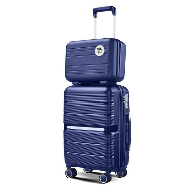 Navy Blue Hardside Lightweight Luggage Suitcase 4 Piece Set Expandable ...