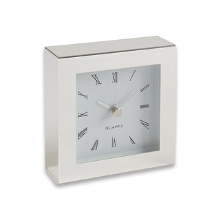 Lyon Silver Plated Modern Design Desk Clock - Bed Bath & Beyond - 41812990