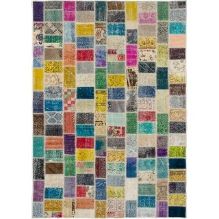 ECARPETGALLERY Hand-knotted Color Transition Patchwork Grey Wool Rug ...