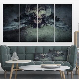 Designart "Fallen Angel of Death" Abstract Portrait Canvas Print - Bed ...