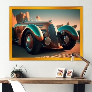 Designart "Close-up Of Classic Retro Car IV" Retro Car Framed Art Print ...