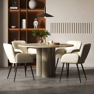 Set of 4 Cat-Scratch Resistant Dining Chairs with Gold Metal Legs - Bed ...