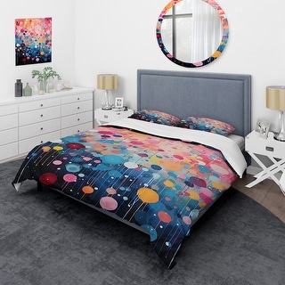 Designart "Pink and blue Neon Pop art I" Pop Art Bedding Cover Set ...