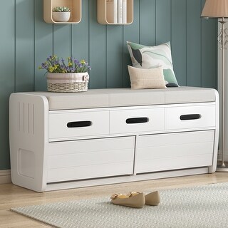 Rustic Storage Bench with 2 Drawers and Removable Cushion - Bed Bath ...