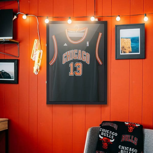 Sports Jersey Frame Box Display Case Rack Frame Locable Baseball Black ...