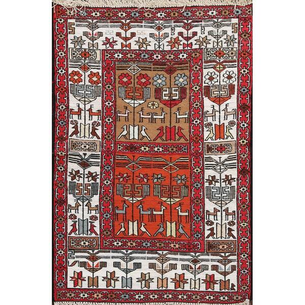 Silk Traditional Tribal Sumak Persian Area Rug Flat-weave Foyer Carpet ...