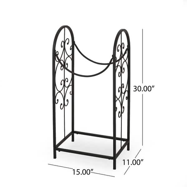 Traditional Iron Log Rack for Firewood Storage with Floral Design - Bed ...