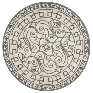 8' Ivory Grey Hand Woven UV Treated Greek Key Medallion Round Indoor ...