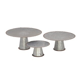 Metal Galvanized Cake Stand - Set of 3 Gray - Roche River Decor - 15"W ...