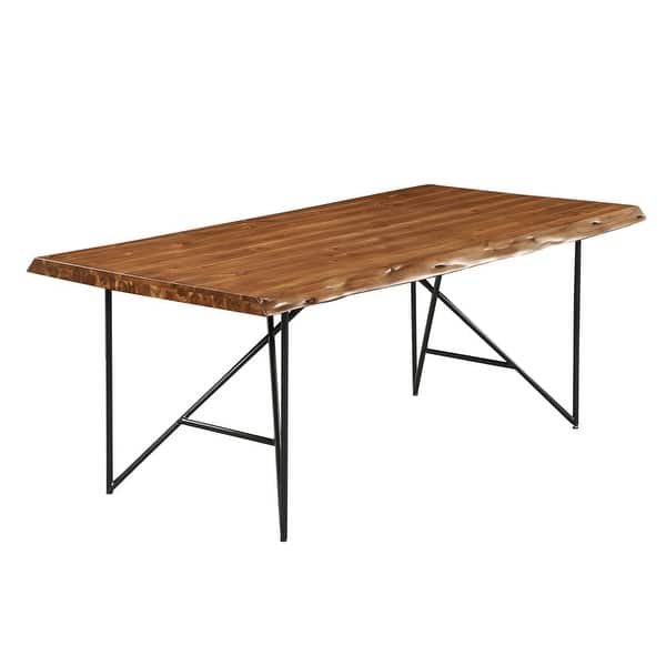 Live Edge Acaia Wood Dining Table With Metal Legs Brown And Black - Bed ...