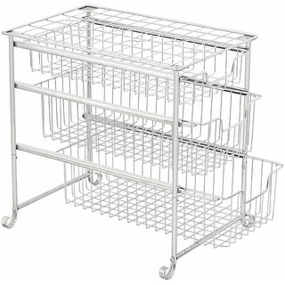 3-Tiered Mesh Storage Basket Organizer Drawer, Chrome - Bed Bath ...