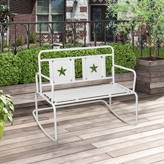 Outdoor Rocking Bench Metal Bistro Patio Double Chair - 33.46"W x 42.52 ...