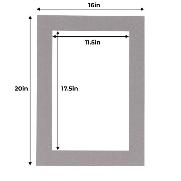 16x20 Mat for 12x18 Photo - Charcoal Matboard for Frames Measuring 16 x ...