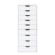 Narrow Wooden 9-Drawer Cabinet with Smooth-Glide Drawers, Top Storage ...
