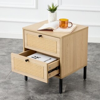 Modern Simple Nightstand with 2 Drawers - Bed Bath & Beyond - 37387810