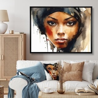 Designart "African American Woman Portrait" Fashion Woman Framed Canvas ...
