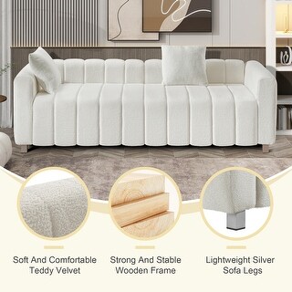 Teddy Velvet Sofa Modern 2-3 Seater Couch Vertical Tufted Channel ...