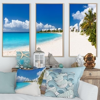 Designart "Caribbean Beach Panorama" Sea & Shore Framed Wall Art Set of ...