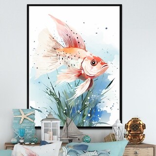 Designart "Pink Butterfly Fish Underwater Realm" Butterfly Fish Pink ...