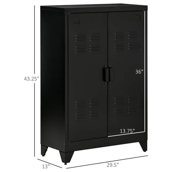 HOMCOM Industrial Style Steel Storage Cabinet, Metal Storage Organizer ...