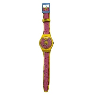 Unisex Simpsons Seconds of Sweetness Watch, Donut-Printed Dial, Yellow ...