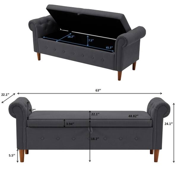 Grey Storage Rectangular FootStool - Bed Bath & Beyond - 36830018