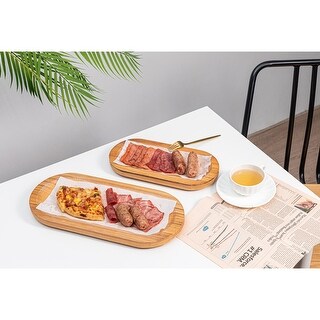 Rustic Serving Tray for Eating Wooden Platter Oval Tray for Food (Set ...