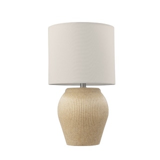 18" Soft Beige Ceramic Table Lamp with White Linen Shade - 10" - Bed ...