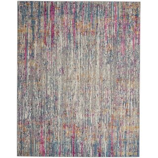 8' x 10' Ivory Abstract Striations Area Rug - 3'6" Round - Bed Bath ...