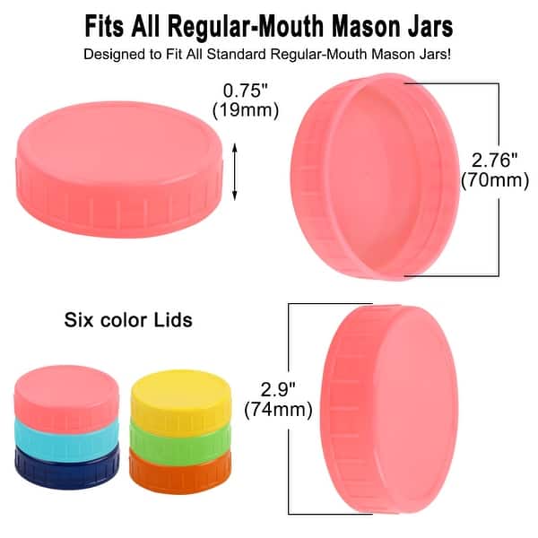 Colored Plastic Regular Mouth Mason Jar Lids Food Storage Caps - Bed ...