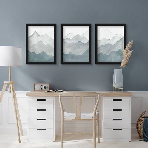 Watercolor Mountains Leah Graw Contemporary 2 - 3 Piece Framed Gallery ...