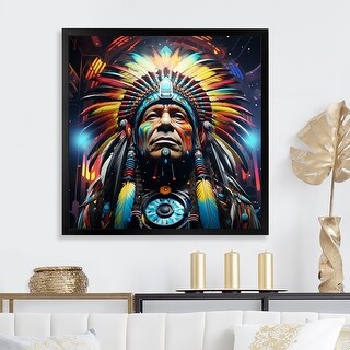 Designart "Blue Native American Heritage Myth" Native American Art Wall ...