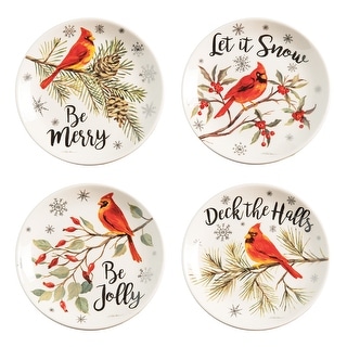6" Cardinal Season Christmas Dessert Plates Set of 4 - Bed Bath ...