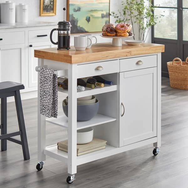 Simple Living Martha Rolling Rubberwood Kitchen Cart - On Sale - Bed ...