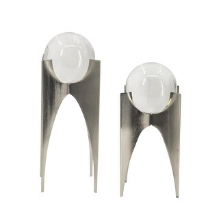 Bergen Crystal Ball Statues with Stand - 13.75" - Silver - 2ct - Bed ...