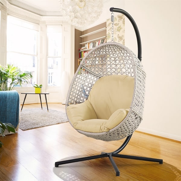 Large Hanging Egg Chair with C-Stand for Outdoor Indoor - Bed Bath ...
