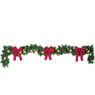 Decorated Solar Lighted Christmas Garland - 15.700 x 11.400 x 7.300 ...